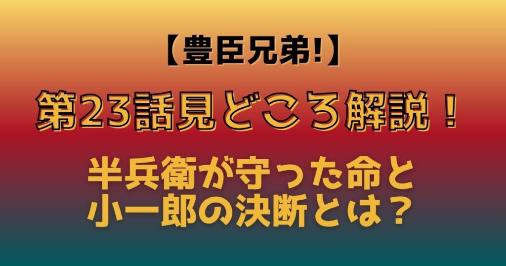 豊臣兄弟！第23話の見どころ解説！半兵衛が守った命と小一郎の決断とは？ | 大河DAYS